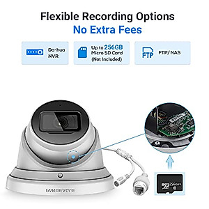 PANOEAGLE Starlight 8MP POE IP Camera Turret, Outdoor 4K Security Camera with Human Vehicle Detection, Built-in Mic, SD Card Slot, 98ft IR Night Vision, 2.8mm Wide Angle Lens, IP67 Waterproof, IVS