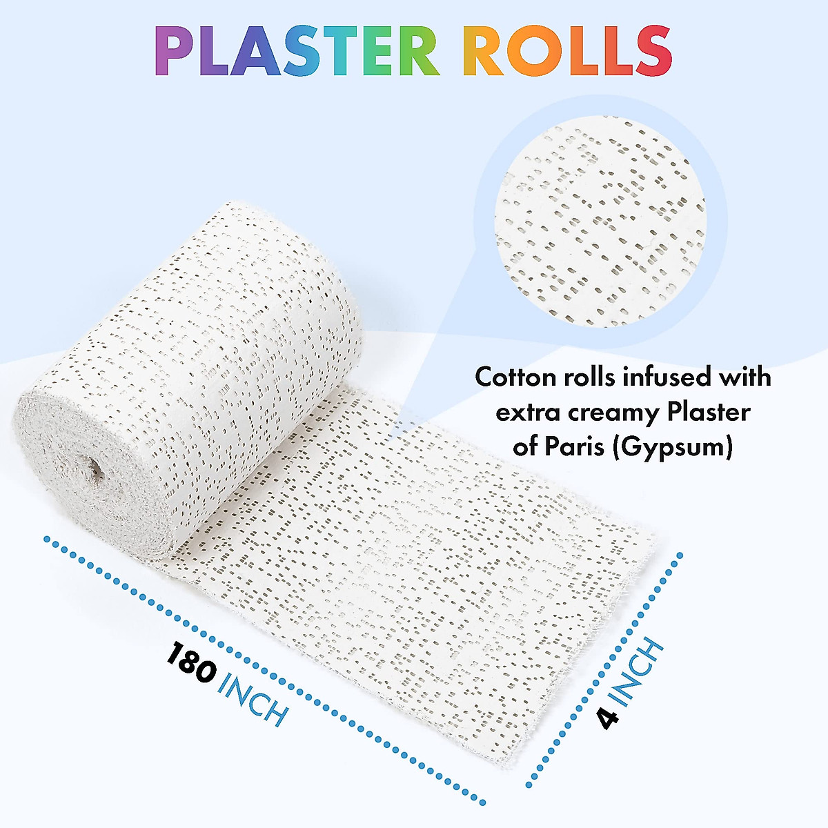 12pc Plaster of Paris Rolls - Fast Setting Gauze for Mache, Belly Casting, & Sculptures | Art and Craft Bandages, Wraps, Masks