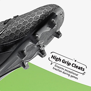 DREAM PAIRS Boys Girls Soccer Cleats Youth Firm Groud Outdoor Sport Athletic High Top Football Shoes for Little/Big Kid,Size 6 Big Kid,All/Black,HZ19002K