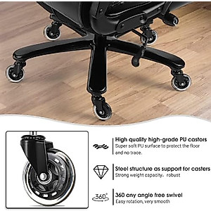 WILLMITA 400lbs Big and Tall Office Chair for Heavy People Executive Office Chair Wide Spring Seat Home Office Desk Chair with Heavy Duty Casters 360 Swivel Chair Computer PU Leather Chair (Black)