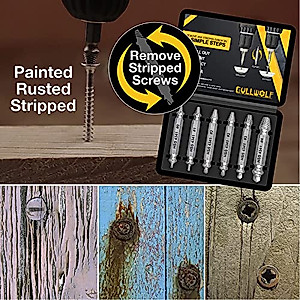 GULLWOLF Damaged Screw Extractor - Remover for Stripped Head Screws Nuts & Bolts | Drill Bit Tools for Easy Removal of Rusty & Broken Hardware | High Speed Steel | Superb Gift for Men