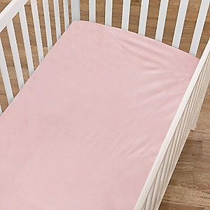American Baby Company Heavenly Soft Chenille Fitted Crib Sheet 28" x 52", Warm and Cozy Neutral Chenille Sheet, Pink, for Boys and Girls, Fits Crib and Toddler Bed mattresses
