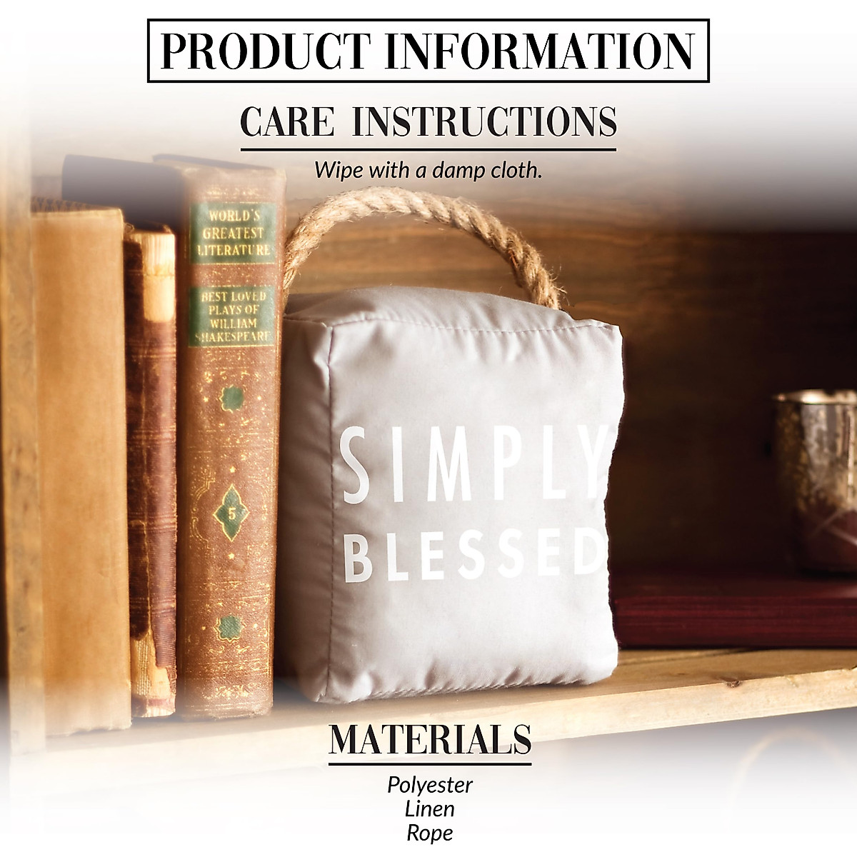 Pavilion Gift Company 72154 Simply Blessed Door Stopper, 5 by 6-Inch, Gray