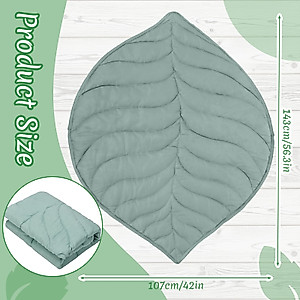 Funtery Baby Play Mat 56 x 42 Inch Cotton Crawling Cushion Cotton Nursery Rug Large Thick Soft Reversible Washable Folding Floor Playpen Mat Nursery Decor Rug for Girls Boys(Green,Leaf)
