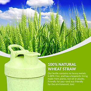 Eco Shake, your eco-friendly bottle: shaker bottle for the health-conscious & environmentally friendly. 100% biodegradable Wheat Straw, 20-ounce