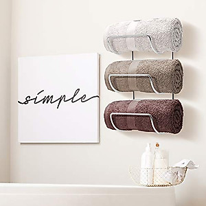 Sorbus Towel-Rack Holder - Wall Mounted Storage Organizer for Linens Set of 2 (Silver)