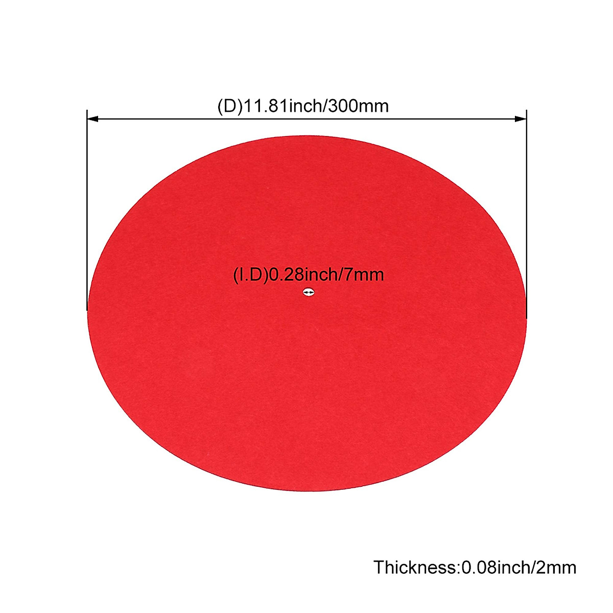 Yibuy 300mm Dia Turntable Slipmat Anti-Static Felt Mat Record Player Pad Red
