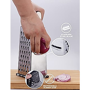 Cheese Grater, Box Grater for Cheese Stainless steel Vegetable Slicer Food Shredder 4-Sided Convenience Gadgets for kitchen