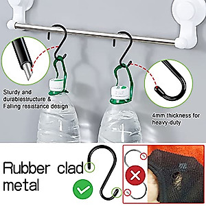 DINGEE 12 Pack S Hooks Heavy Duty Vinyl Coated Large S Hooks 6 inch Non Slip 7mm Thickness S Hooks for Hanging Plants,Sturdy Metal Black S Hooks for Closet,Bird Feeders,Kitchen,Tools,Bikes