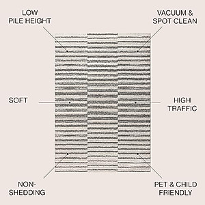 JONATHAN Y MOH204A-4 Lyla Offset Stripe Indoor Farmhouse Area-Rug Bohemian Minimalistic Striped Easy-Cleaning Bedroom Kitchen Living Room Non Shedding, 4 X 6, Grey
