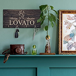 People People Personalized Wood Key Hanger for Wall | New Home Décor Gift for Wedding Housewarming | Customized Gifts for Couple Mr Mrs Key Ring Holder Hook | Key Rack | C01D07