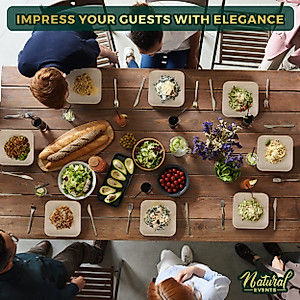 Natural Events 10" Premium Palm Leaf Plates - Disposable Dinnerware Party Set for Main Entree Dishes, Heavy Duty Bamboo Wood, 100% Compostable, Biodegradable & Eco-Friendly (10 Inch Square, 50 Pack)