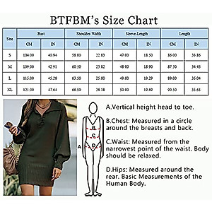 BTFBM Women Casual V Neck Knit Mini Fall Sweater Dresses Long Sleeve Loose Fit Solid Color Ribbed Pullover Jumper Sweaters(Solid Army Green, Large)