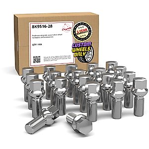 Wheel Accessories Parts 20 Pcs M14 x 1.5 Thread OE Style Large Ball Seat Lug Bolt 17mm Hex 28mm Thread Length Chrome Finish Fits Mecedes-Benz C-Class EQB-Class EQE-Class GLA-Class GLB-Class SL-Class