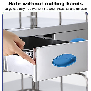 Metal Cart On Wheels,Food Cart,Stainless Steel Kitchen Cart,w/ 360° Swivel Wheels Lockable,Ergonomic Handle,Lab Rolling Cart,for Garage, Kitchen, Hotel, Office, Warehouse (Color : 3 Layer, Size : 80