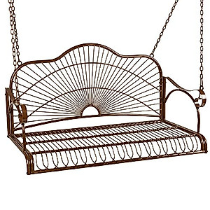 Best Choice Products Hanging Iron Porch Swing Bench Outdoor Patio Furniture for Garden, Deck w/Armrests, Mounting Chains