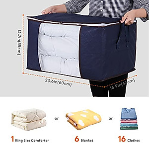 Lifewit 3 Pack 90L Large Capacity Clothes Storage Bag (Blue), Bundle with 3 Pack 90L Clothes Storage Bag (Black)