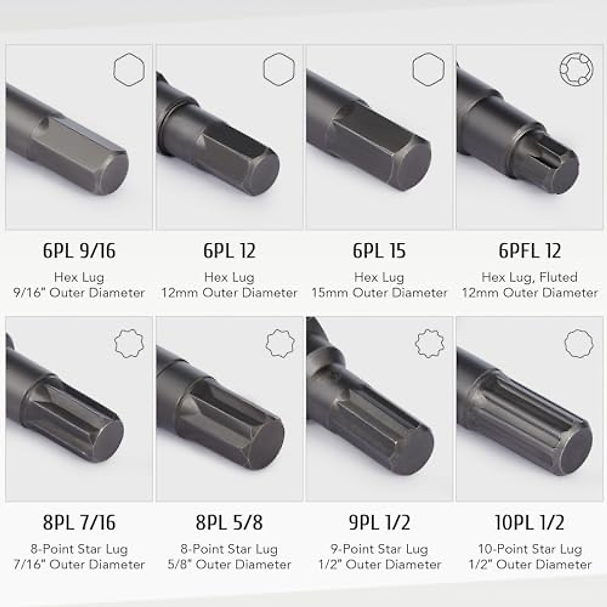 Orion Motor Tech 16pc Locking Lug Nut Master Key Set | SAE & Metric Wheel Lock Removal Kit for Removing Locking Spline Star Hex and Fluted Hex Lug Nuts | Lug Nut Remover Set for Mechanics and More