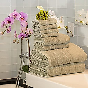 Mosobam 700 GSM Luxury Bamboo Viscose 12pc Extra Large Bathroom Set, Seagrass Green, 4 Bath Towels Sheets 35X70 4 Hand Towels 16X30 4 Face Washcloths 13X13, Turkish Towel Sets, Quick Dry