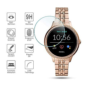 Suoman 3-Pack for NEW Fossil Women's Gen 5E 42mm Screen Protector, 2.5D 9H Hardness Tempered Glass Screen Protector for Fossil Women's Gen 5E 42mm Smartwatch