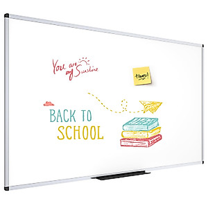 VIZ-PRO Dry Erase Board/Whiteboard, 60 x 36 Inches, Wall Mounted Board for School Office and Home