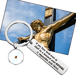 SEIRAA Mustard Seed Keychain Christian Jewelry Motivational and Religious Gift for Loved Ones If you have faith as small as a mustard seed Keychain (Mustard Seed Keychain)