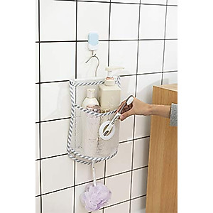 ALYER Small Hanging Mesh Shower Caddy,Series Toiletry and Bath Accessories Organizer (Stripe)