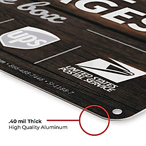 Package Delivery Sign, Please Leave Packages In The Box Wood Background, 10x7 Inches, Rust Free .040 Aluminum, Fade Resistant, Indoor/Outdoor Use, Made in USA by Sigo Signs