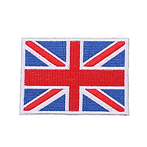 TENDYCOCO British Union Jack Embroidered Patch England Flag UK Great Britain Iron on Sew on Emblem Art Craft Patches for Clothes Jacket Costume Hat 6pcs
