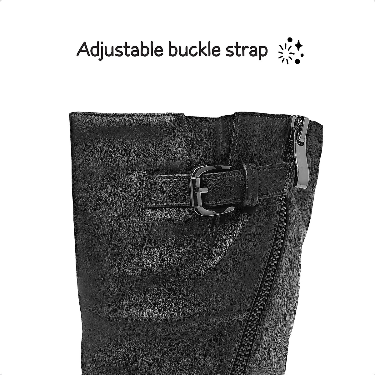 DREAM PAIRS Girls Buckle Zipper Knee High Winter Boots,Size 2 Little Kid,Black,Atlanta-K