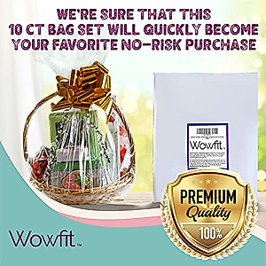 Wowfit Cello Bags,10 CT 18x30 inches Clear Cellophane Bags Perfect for Gift Baskets, Presents, Weddings, Bridal/Baby Showers and More (Flat, No Gusset, 18x30 inches, Not include Ribbon)