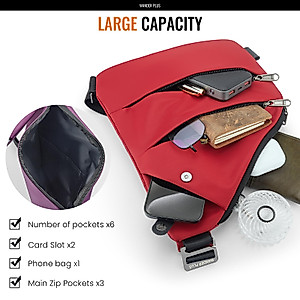 WANDER PLUS® Anti Theft Crossbody Travel Bag for Women Men, Multi-Pocket Crossbody Bag, Slim Sling Bag with Adjustable Strap, Black