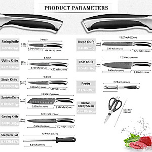 CULITECH 10+3 Piece Knives Set, Household Pro Kitchen Damascus Knife Sets with scissors,peeler sharpener, Acrylic Holder
