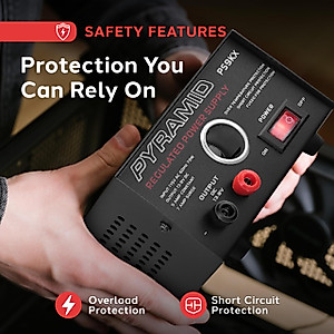 Pyramid PS9KX Universal Compact Bench Power Supply-5 Amp Linear Regulated Home Lab Benchtop Converter w/ 13.8 Volt DC 115V AC 70 Watt Input, Screw Type Terminal, 12V Car Cigarette Lighter