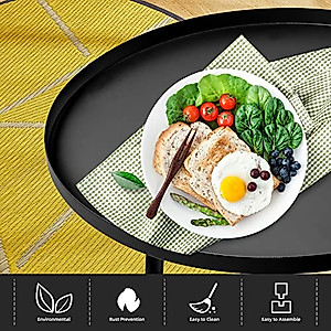 ECOMEX Patio Side Table, Round Outdoor Metal Side Table Small Sofa End Table, Patio Waterproof Accent Coffee Table for Living Room Bedroom Garden Balcony Patio(Black)