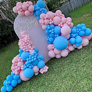 145pcs Baby Boxes Gender Reveal Balloon Decorations, Pink and Blue Balloon Garland Kit 4pcs Baby Boxes with Letters, Boy or Girl Backdrop for Gender Reveal Baby Shower Birthday Party Supplies