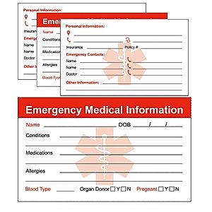 RXBC2011 Emergency Medical Information ID Card Pack of 5