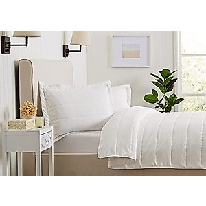 Great Bay Home 3-Piece Spandex White Full/Queen Quilt Comforter with 2 Shams | All-Season, Cozy, Modern Bedspreads | Thick Coverlet Sets | Ellie Collection