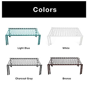 Smart Design Premium Extendable Storage Shelf – Lengthen from 16 to 32.5 in., White – Steel Pantry Organizer with Rust-Resistant Finish and Non-Slip Feet for Easy Home Organization and Storage