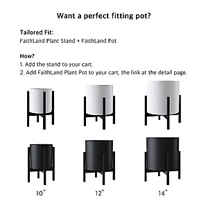 FaithLand Mid Century Plant Stand Indoor Outdoor (EXCLUDING 10" Plant Pot), Metal Planter Stand, Potted Plant Holder, Black, Hold Up to 10 Inch Planter - Fits Snake Plant - Upgraded Design.