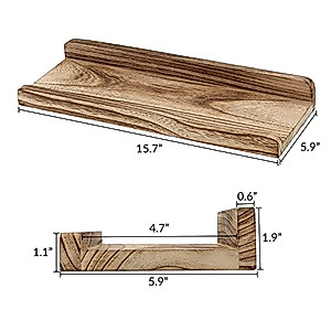 KINLINK Floating Picture Ledge Shelves Set of 2, Rustic Wall Shelves with Ledge for Living Room/Bedroom/Bathroom/Kitchen/Farmhouse, Light Brown