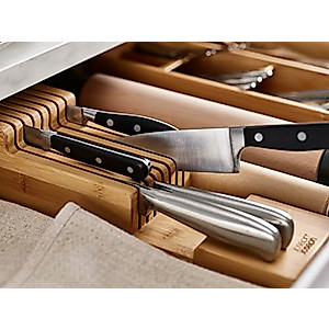 Joseph Joseph DrawerStore Compact Knife Organizer, holds up to 9 knives, Kitchen Organization & Drawer Storage, Bamboo
