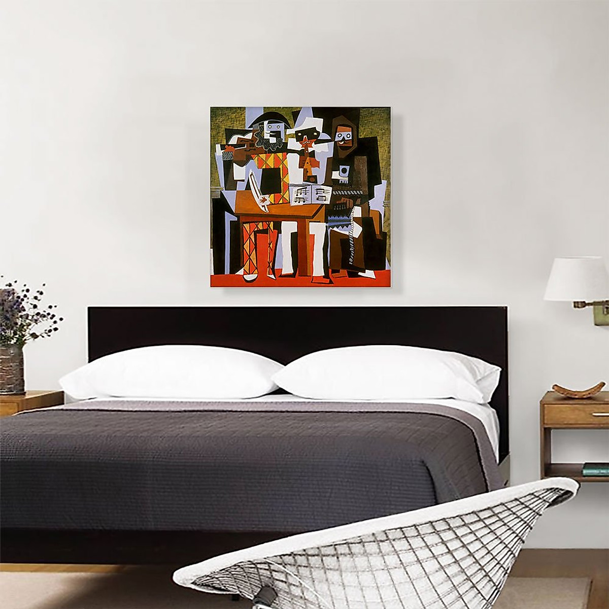 ARTCANVAS Three Musicians 1921 Canvas Art Print Stretched Framed Painting Picture Poster Giclee Wall Decor by Pablo Picasso - 26" x 26" (0.75" Deep)