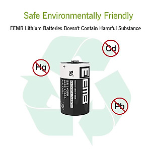 EEMB 4Pack ER14250 1/2AA 3.6V Lithium Battery Li-SOCL₂ Non-Rechargeable Battery XL-050F SB-AA02 LS14250 TL-5902 TL-2150 for Dog Collar Meter Sensor Movement Monitor/Home Security System/Alarm System