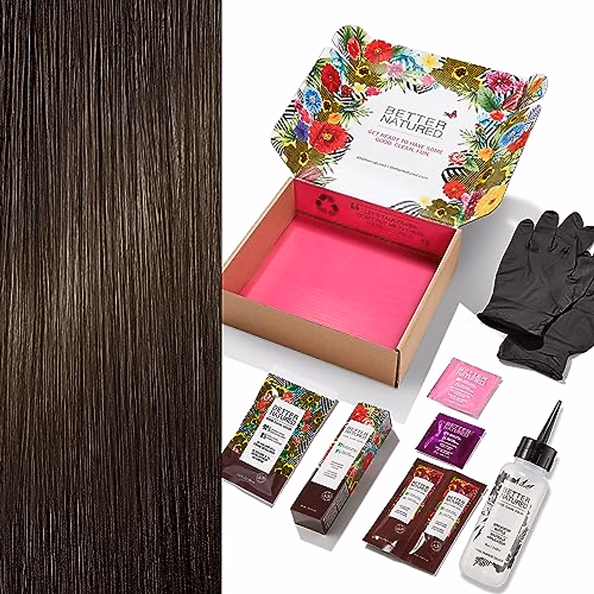 Better Natured 3N Dark Natural Brown Permanent Hair Color Dye Kit (Color, Developer, Barrier Cream, Gloves, Cleaning Wipe, Shampoo and Conditioner) Radiant Color that Lasts up to 8 Weeks