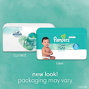 Pampers Aqua Pure Sensitive Baby Wipes, 99% Water, Hypoallergenic, Unscented, 2 Flip-Top Packs (112 Wipes Total)