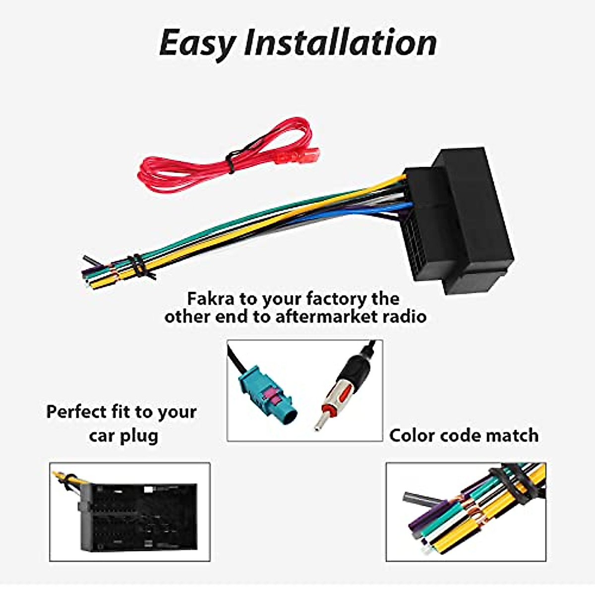 RED WOLF Car Stereo Wiring Harness Antenna Adapter Plug Compatible with Dodge Ram 2013-2020, Jeep 2014-2020, Chrysler 2015-2020 Aftermarket Stereo Nav Cable Connector No Factory Premium Amp