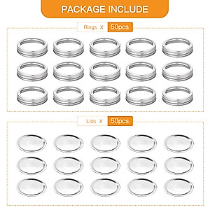 100Pcs/50 sets Canning Jar Lids and Rings Wide mouth, Split-type Lids with Silicone Seals Rings Leak Proof and Secure Canning Jar Caps