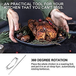 DOITOOL Stainless Steel Rotisserie Forks Air Fryer Accessories Rotating Baking Roast Chicken Fork for Kitchen