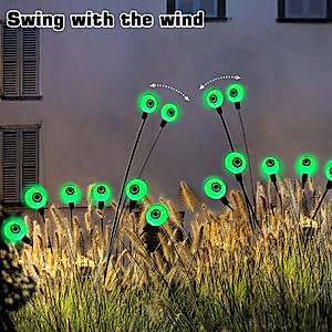 2 Packs Solar Halloween Eyeball Lights Outdoor 20LED Scary Eyeball Swaying Firefly Lights Waterproof Solar Halloween Path Lights for Path, Yard, Lawn, Garden, Landscape, Halloween Party (Green)